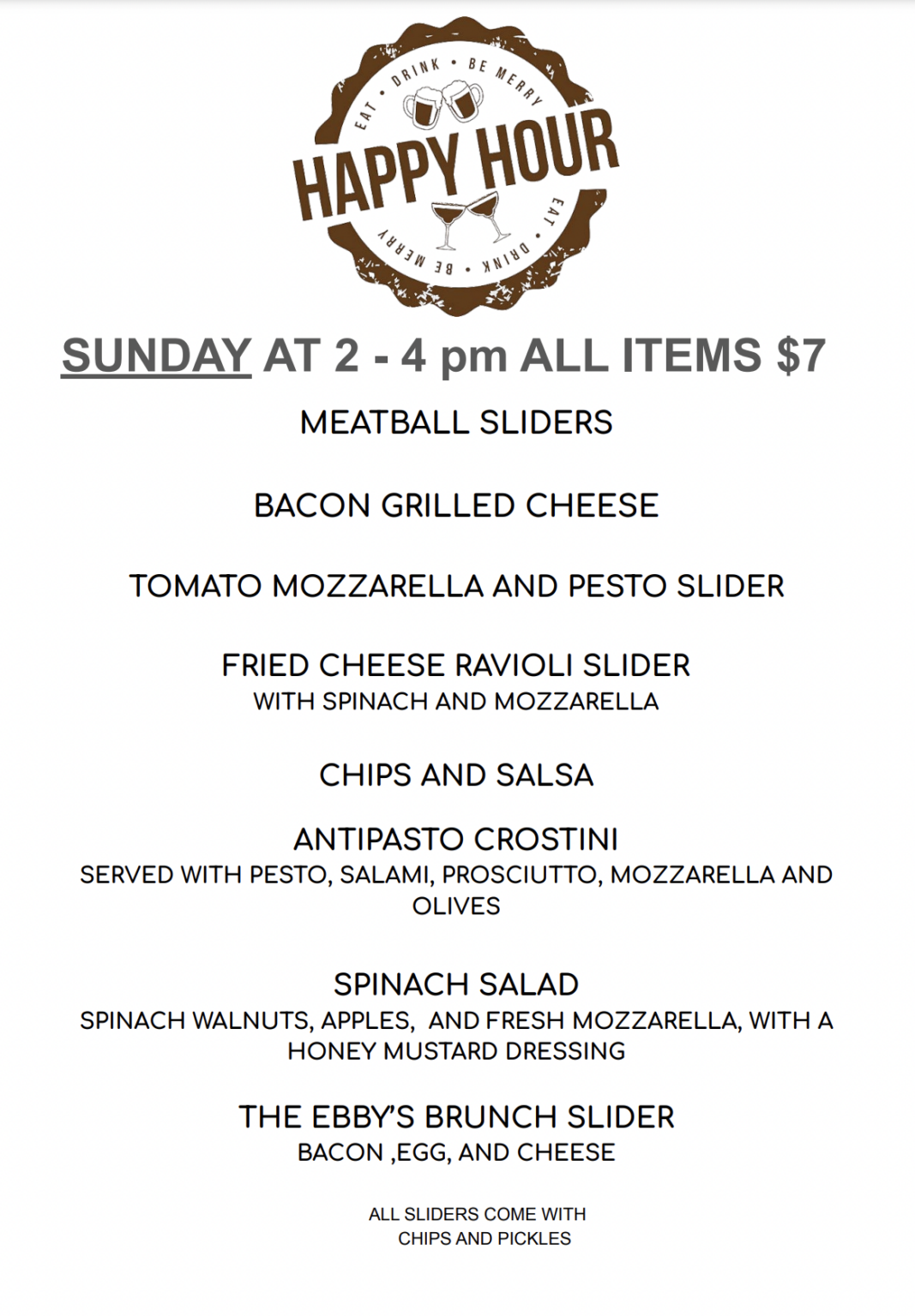 Happy Hour Menu – Ebby's Ristorante and Lounge